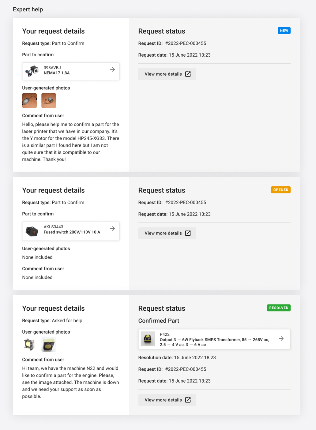 How to track the progress of Expert Help Requests